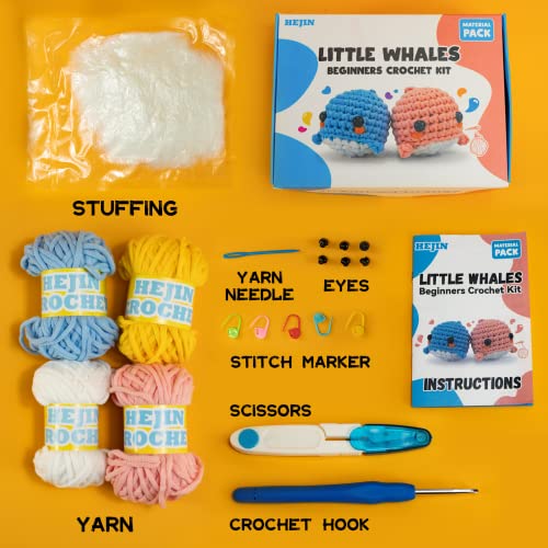 Beginner Crochet Kit, Crochet Kits for Kids and Adults, 3PCS Crochet Animal Kit for Beginners Include Videos Tutorials, Yarn, Eyes, Stuffing, Crochet Hook - Boys and Girls Birthdays Gift