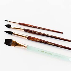 Princeton Artist Brush Neptune Series 4750 - 4-Piece Synthetic Squirrel Watercolor Paint Brush Set- Includes Aquarelle ¾” Oval Wash ½ & 2 Round Brushes Sizes 4 & 12