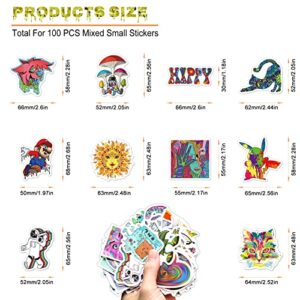 100Pcs Trippy Stickers, Psychedelic Stickers for Adults, Vinyl Waterproof Stickers for Water Bottles, Laptops Computers Skateboards Guitar Luggage Car, Cool Hippie Stickers for Adults and Teens