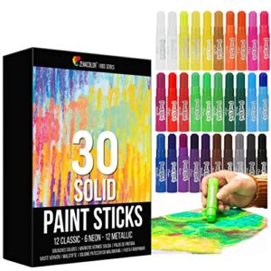 tempera paint sticks (30 large paint sticks) – paint sticks for kids washable – safe arts and craft paint sticks for toddler or child use – for wood paint, glass paint, rock paint, or poster paint