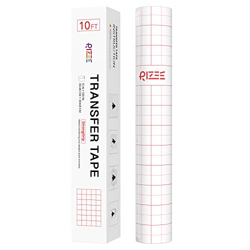 RIZEE Strong Grip Transfer Tape 12x120 Inches w/Alignment Grid for Heavier Adhesive Vinyl - Perfect for Glitter Vinyl, Brushed Vinyl for Decals, Signs, Windows, Stickers