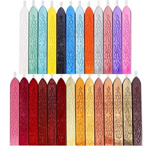 anezus 26pcs antique sealing wax sticks with wicks for postage letter retro vintage wax seal stamp, assorted colors