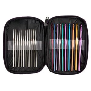 22pcs crochet hooks set, betybedy aluminum handle knitting needles, multicolor crochet needles for yarn craft, 0.6~6.5mm