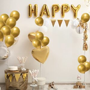 RUBFAC Gold Balloons, 120pcs 5 Inch Chrome Metallic Latex Gold Balloon for Party Supplies Birthday Anniversary Festival Baby Shower Wedding Engagement Decoration