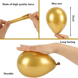 RUBFAC Gold Balloons, 120pcs 5 Inch Chrome Metallic Latex Gold Balloon for Party Supplies Birthday Anniversary Festival Baby Shower Wedding Engagement Decoration