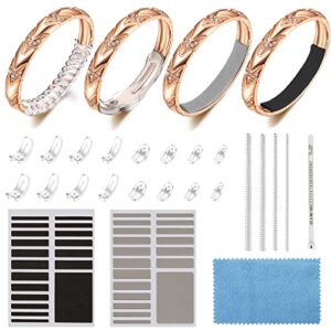 ring size adjuster for loose rings, multiple size, ring sizer, mandrel for making jewelry guard, resizer, spacer, spiral silicone tightener set with polishing cloth