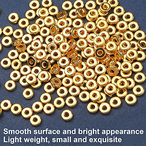 1500pcs 6mm Gold Flat Round Spacer Beads Disc Loose Jewelry Making Beads for DIY Bracelet Necklace Earring Craft Supplies