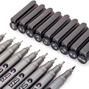 MISULOVE Micro-Pen Fineliner Ink Pens - Precision Multiliner Fine Point Drawing Pens for Artist Illustration, Sketching, Technical Drawing, Manga, Bullet Journaling, Scrapbooking(9 Size/Black)