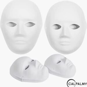 CALPALMY 14 Pack 2 Sizes Paper Mache Masks - Create Artistic Craft Projects from Wall Decorations to Theater and Halloween Costumes; Party, Masquerade Parties and Classroom Art White