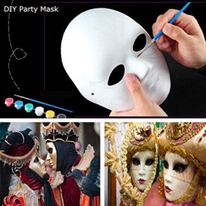 CALPALMY 14 Pack 2 Sizes Paper Mache Masks - Create Artistic Craft Projects from Wall Decorations to Theater and Halloween Costumes; Party, Masquerade Parties and Classroom Art White