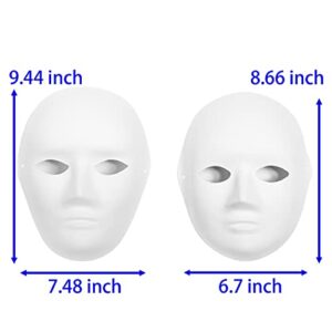 CALPALMY 14 Pack 2 Sizes Paper Mache Masks - Create Artistic Craft Projects from Wall Decorations to Theater and Halloween Costumes; Party, Masquerade Parties and Classroom Art White