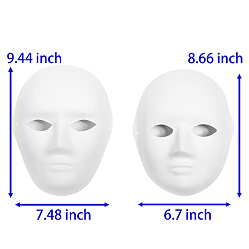 CALPALMY 14 Pack 2 Sizes Paper Mache Masks - Create Artistic Craft Projects from Wall Decorations to Theater and Halloween Costumes; Party, Masquerade Parties and Classroom Art White