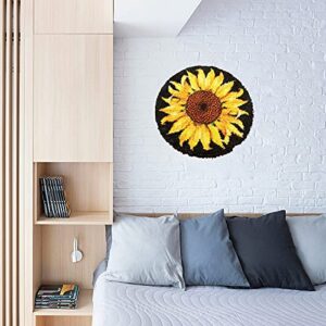 MIAOLLUN Latch Hook Rug Kit, Sunflower Pattern Printed Canvas DIY Rug Crochet Yarn Kits, Embroidery Decoration 20.4" X 20.4" (52 * 52cm)