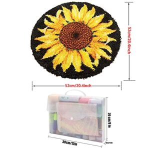 MIAOLLUN Latch Hook Rug Kit, Sunflower Pattern Printed Canvas DIY Rug Crochet Yarn Kits, Embroidery Decoration 20.4" X 20.4" (52 * 52cm)