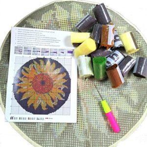 MIAOLLUN Latch Hook Rug Kit, Sunflower Pattern Printed Canvas DIY Rug Crochet Yarn Kits, Embroidery Decoration 20.4" X 20.4" (52 * 52cm)