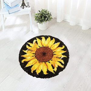 MIAOLLUN Latch Hook Rug Kit, Sunflower Pattern Printed Canvas DIY Rug Crochet Yarn Kits, Embroidery Decoration 20.4" X 20.4" (52 * 52cm)