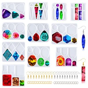 11pcs resin molds jewelry, baborui earrings silicone molds for epoxy resin, diy jewelry resin casting molds for pendant, earrings, necklace, keychains