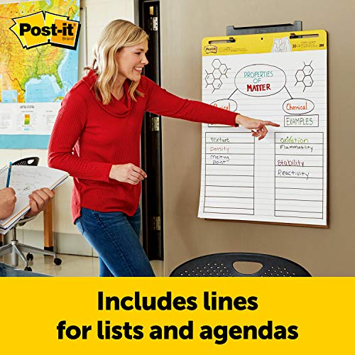 Post-it Super Sticky Easel Pad, Great for Virtual Teachers and Students, 25 x 30 Inches, 30 Sheets/Pad, 2 Pads, Lined Premium Self Stick Flip Chart Paper, Teacher Anchor Chart (561WL) (561WL VAD 2PK)