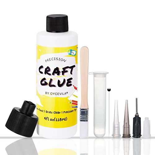 4 Ounces Craft Glue Quick Dry Clear, Precision Craft Glue with 4 Pcs Tips, Anti-Wrinkle Crafting Glue, Craft Glue Bottles with Fine Tip Perfect for Paper Crafts, Card Making and More