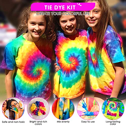 HTVRONT Tie Dye Kit - 32 Vibrant Colors Pre-Filled Bottles Tyedyedye Kit, Permanent Non-Toxic Tie Dye Kit for Large Groups Kids Adults ,Tye Dye Kit for Fabric Textile Handmade Party(Just Add Water)