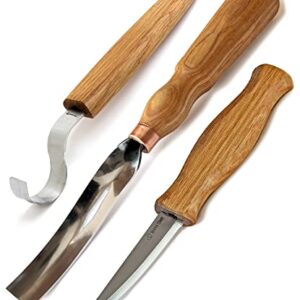 BeaverCraft S14 Wood Carving Tools Kit Wood Carving Set Wood Carving Hook Knife Set Spoon Carving Tools Spoon Knife Set Bowl Kuksa Scoop Cup Carving Tools Wood Gouges Spoon Carving Kit