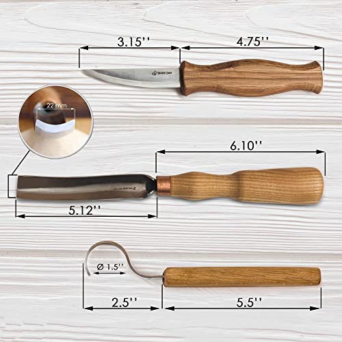 BeaverCraft S14 Wood Carving Tools Kit Wood Carving Set Wood Carving Hook Knife Set Spoon Carving Tools Spoon Knife Set Bowl Kuksa Scoop Cup Carving Tools Wood Gouges Spoon Carving Kit