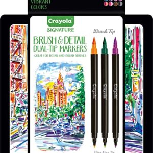 Crayola Brush & Detail Dual Tip Marker Set (32ct), Adult Coloring Markers, Gifts for Teens & Adults