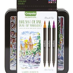 Crayola Brush & Detail Dual Tip Marker Set (32ct), Adult Coloring Markers, Gifts for Teens & Adults