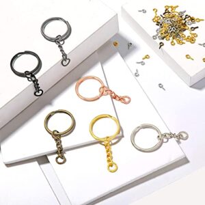 360 Pieces Keychain Rings for Crafts Including 90 Pieces Keychain Rings with 90 Pieces Open Jump Rings Connectors 180 Pieces Small Screw Eye Pins Hooks for DIY Keychain Supplies(Mixed Color,25 mm)