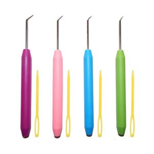 4 Pieces Colorful Knitting Loom Hook Tool Loom Knit Hook Set Looming Hooks Crochet Hooks Sewing Needles Knitting Needles for Knitting Looms Knitting Boards