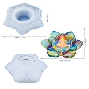 Palksky Lotus Tealight Candles Holders Resin Mold, Flower Candlestick Epoxy Casting Silicone Molds for DIY Jewelry Box, Trinket Container, Candy Box Home Table Decoration