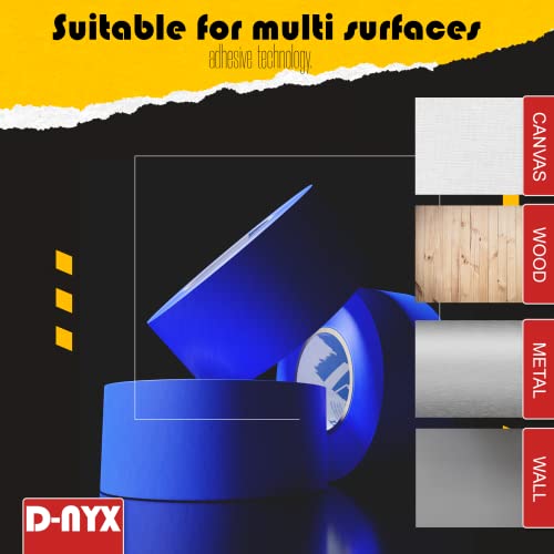 D-NYX 3 Pack Professional Painters Tape (2 inch x 60 Yards) Produces Sharp Lines | Blue Masking Tapes Residue-Free Multi-Surface Spray Paint Tape for Wall Renovation DIY Painting (180 Total Yd)