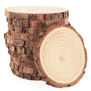 Wood Slices 16Pcs 3.5''-4'' Unfinished Wood Rounds Natural Thicken Slab with Bark for Coasters Centerpieces Wedding Rustic Craft Wooden Christmas Ornaments