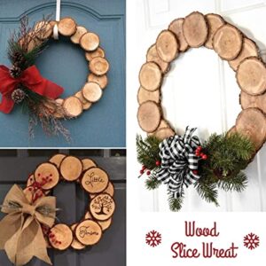 Wood Slices 16Pcs 3.5''-4'' Unfinished Wood Rounds Natural Thicken Slab with Bark for Coasters Centerpieces Wedding Rustic Craft Wooden Christmas Ornaments