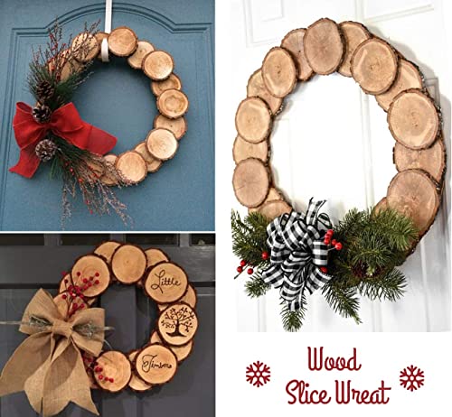 Wood Slices 16Pcs 3.5''-4'' Unfinished Wood Rounds Natural Thicken Slab with Bark for Coasters Centerpieces Wedding Rustic Craft Wooden Christmas Ornaments