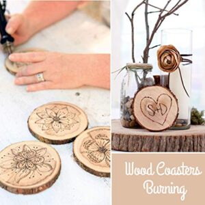 Wood Slices 16Pcs 3.5''-4'' Unfinished Wood Rounds Natural Thicken Slab with Bark for Coasters Centerpieces Wedding Rustic Craft Wooden Christmas Ornaments