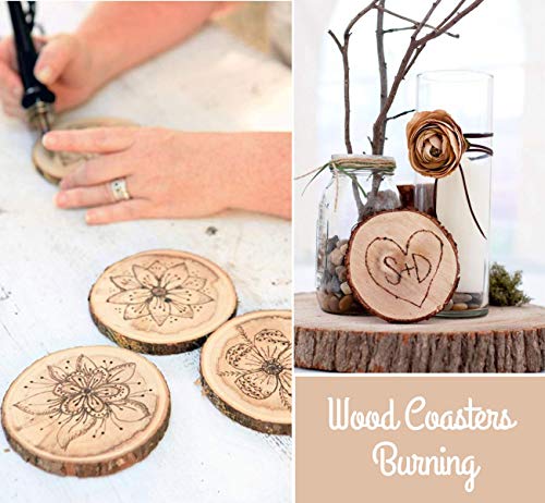 Wood Slices 16Pcs 3.5''-4'' Unfinished Wood Rounds Natural Thicken Slab with Bark for Coasters Centerpieces Wedding Rustic Craft Wooden Christmas Ornaments