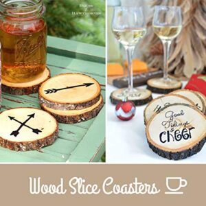 Wood Slices 16Pcs 3.5''-4'' Unfinished Wood Rounds Natural Thicken Slab with Bark for Coasters Centerpieces Wedding Rustic Craft Wooden Christmas Ornaments