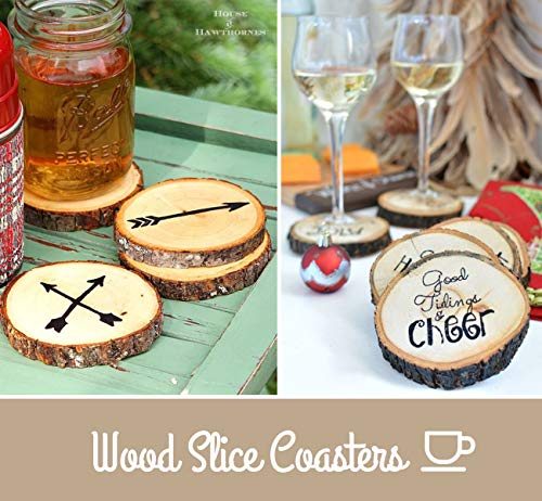 Wood Slices 16Pcs 3.5''-4'' Unfinished Wood Rounds Natural Thicken Slab with Bark for Coasters Centerpieces Wedding Rustic Craft Wooden Christmas Ornaments