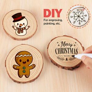 Wood Slices 16Pcs 3.5''-4'' Unfinished Wood Rounds Natural Thicken Slab with Bark for Coasters Centerpieces Wedding Rustic Craft Wooden Christmas Ornaments