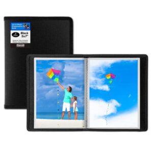 Dunwell Small Photo Albums 5x7 - (2 Pack, Black), Flexible Cover, Portfolio Binder with 24 Sleeves, Holds 48 7x5 Photos, Artwork or Postcards, Mini Picture Brag Books