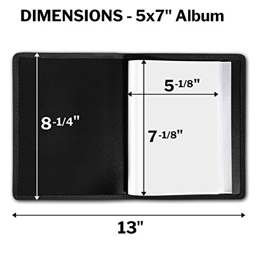 Dunwell Small Photo Albums 5x7 - (2 Pack, Black), Flexible Cover, Portfolio Binder with 24 Sleeves, Holds 48 7x5 Photos, Artwork or Postcards, Mini Picture Brag Books