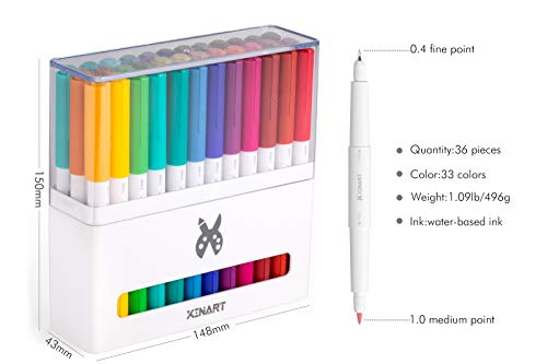 XINART Dual Tip Pens For Cricut Maker 3,Maker,Explore 3,Air 2,36 Pack Markers Pens Set Black Waterbased Ink Ultimate Fine Point Pen Supplies Bundle Marker Pen For Cricut Maker 3 (0.4 Tip & 1.0 Tip)