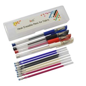 ibotti heat erase pens for fabric with 8 free refills for quilting sewing, 4 colors assorted pack