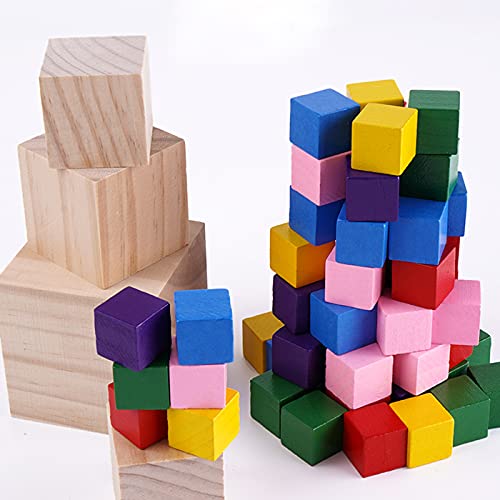 Tosnail 30 Pack 2 Inches Unfinished Wooden Cubes Wooden Blocks - Great for Crafts Making