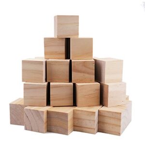 Tosnail 30 Pack 2 Inches Unfinished Wooden Cubes Wooden Blocks - Great for Crafts Making