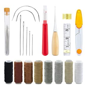 ovlort upholstery repair kit 29-pack, leather craft tool kit leather hand sewing needles canvas thread and needles tape measure large-eye stitching needles for leather repair