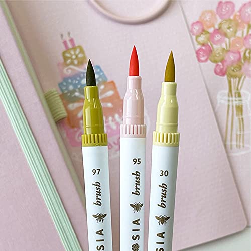 Primrosia 24 Pastel Dual Tip Markers, Fine Tip and Brush. Perfect for art, illustration, drawing, calligraphy and bullet journals