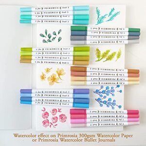 Primrosia 24 Pastel Dual Tip Markers, Fine Tip and Brush. Perfect for art, illustration, drawing, calligraphy and bullet journals