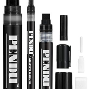 Graffiti Markers - 3 Pack Black Paint Marker Pens, Permanent Oil Based Paint Markers with Fine, Medium, Jumbo Replace Tips, Great on Plastic, Stone, Glass, and Metal